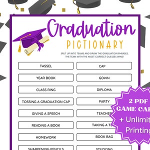 Pictionary Printable Graduation Game, Pictionary Game, Group Party ...