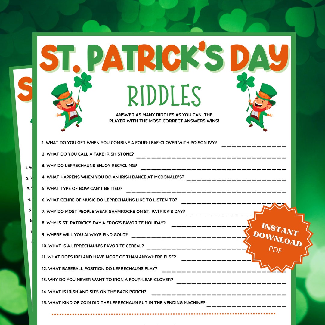 Riddles St Patricks Day Games for Kids, Trivia Game, St Patricks Games ...