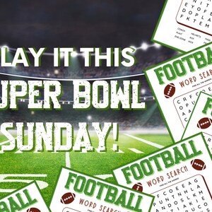 Word Search Super Bowl Party Game, Kids Word Search, Super Bowl Games ...