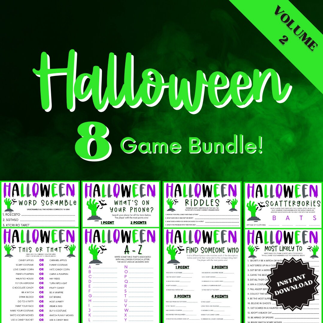 Halloween Games Bundle Vol. 2: Word Scramble, Trivia (digital Download ...