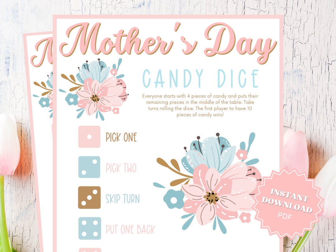 Candy Dice Mother's Day Game, Mothers Day Games, Mothers Day Party ...