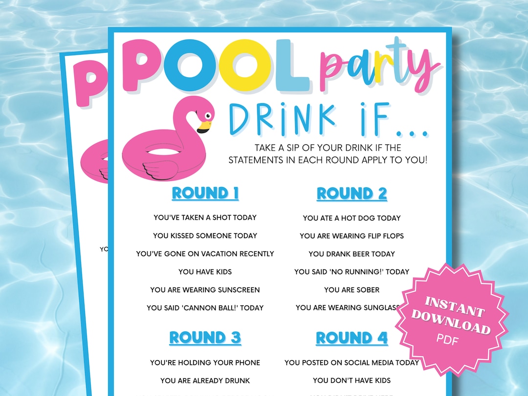 Drink If Pool Party Drinking Game, Pool Party Game, Pool Party Games ...