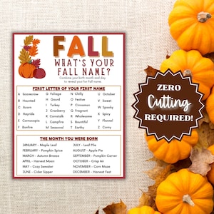 Whats Your Fall Name Fall Games Printable, Fall Games Printable, Fall ...