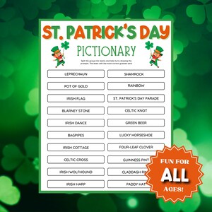 St Patricks Day Pictionary Game, St Patricks Games, St Patricks Game ...