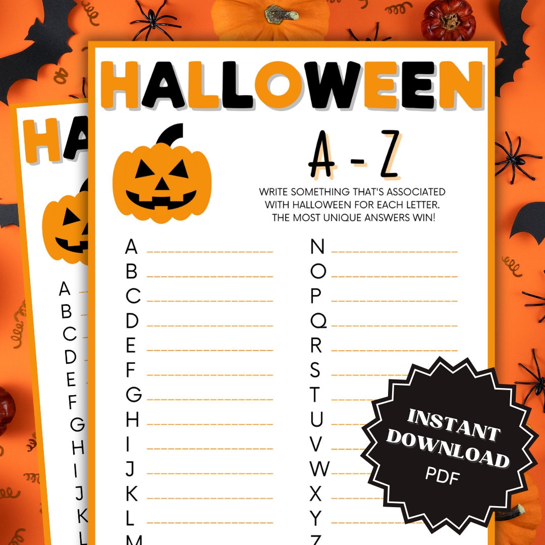 A-Z Halloween Word Game Printable, Halloween Games for Senior ...