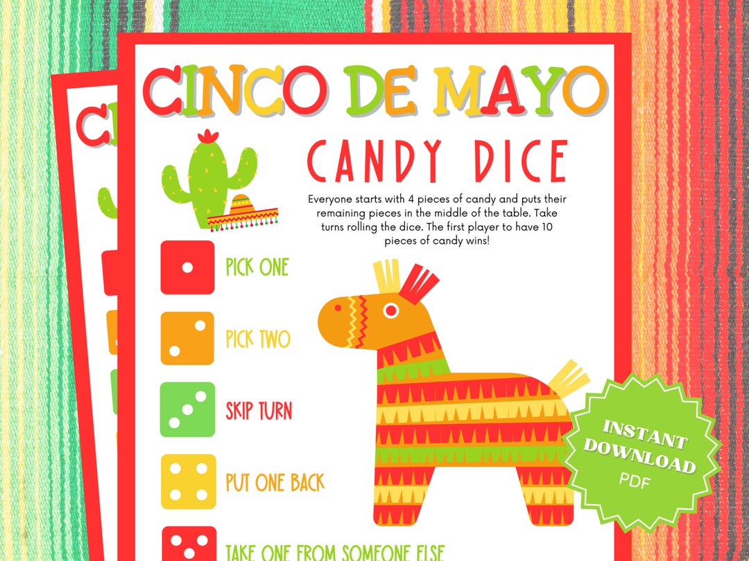 Cinco De Mayo Candy Dice Game: Printable Party Activity (digital ...