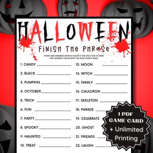 Finish the Phrase Halloween Game: Printable Group Activity (digital ...