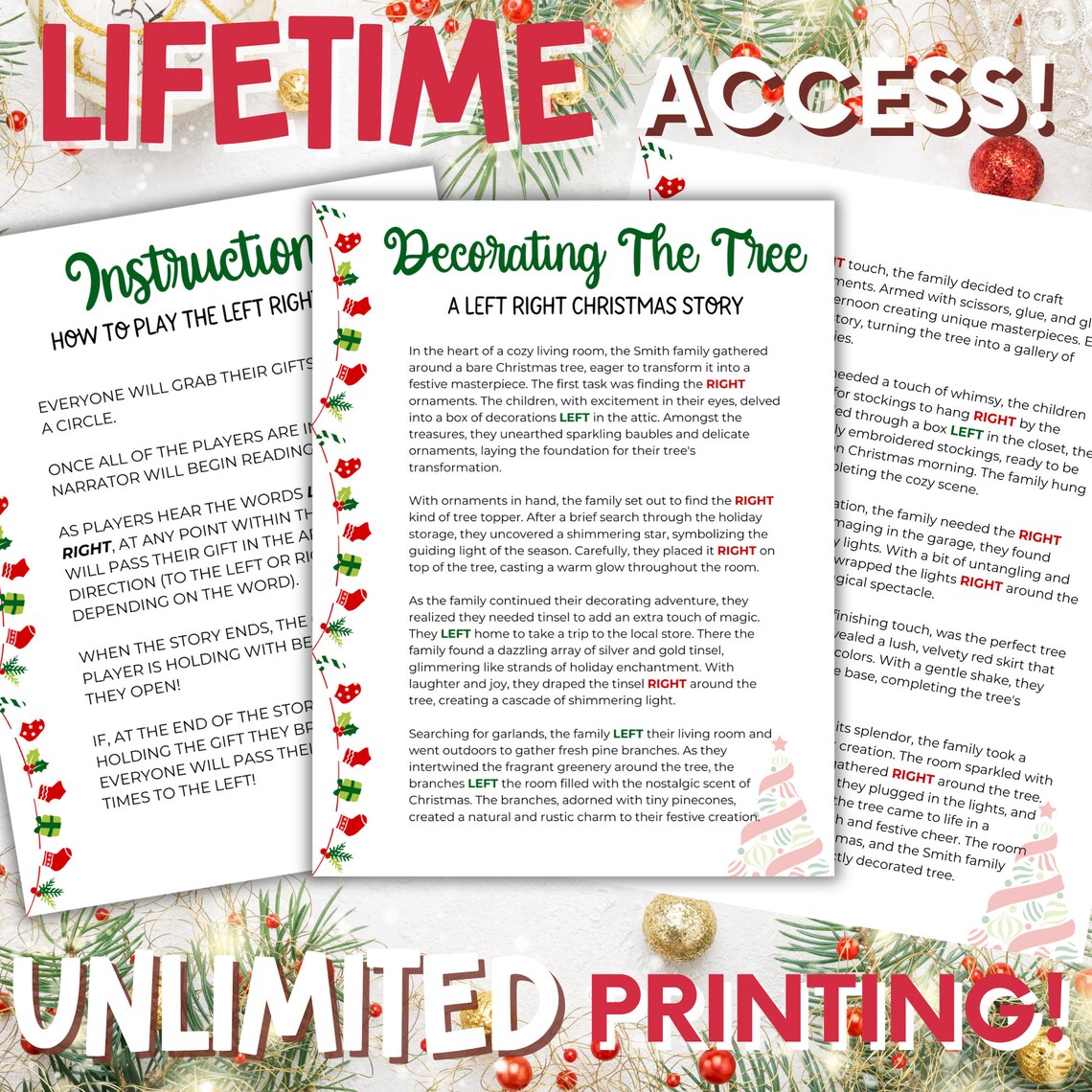 Christmas Left Right Game: Holiday Party Story (digital Download) - Etsy