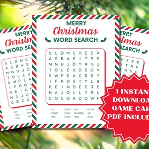 Christmas Word Search Kids Party Game, Ready to Print Christmas ...