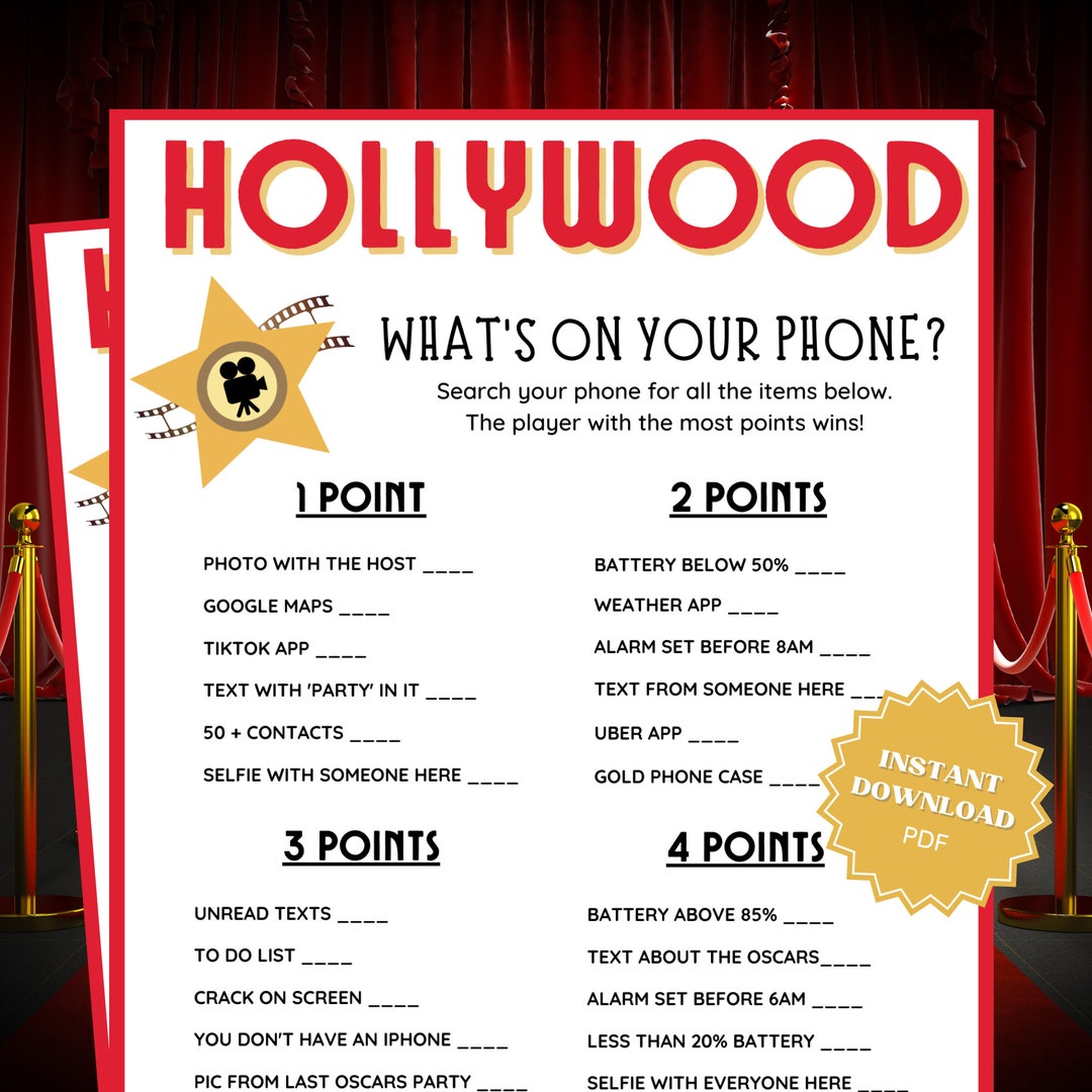 What's on Your Phone Oscars Party Game: Adult Party Games (digital ...