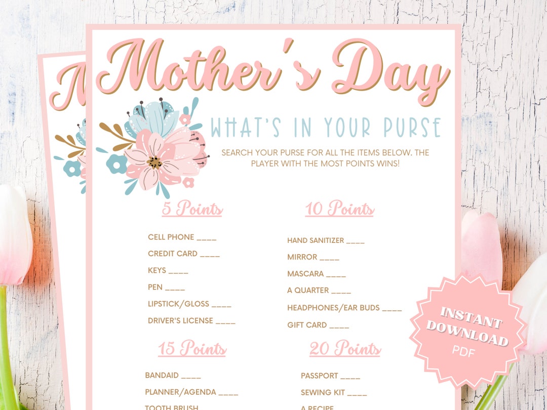 What's in Your Purse Printable Mother's Day Game, Purse Game, Group ...