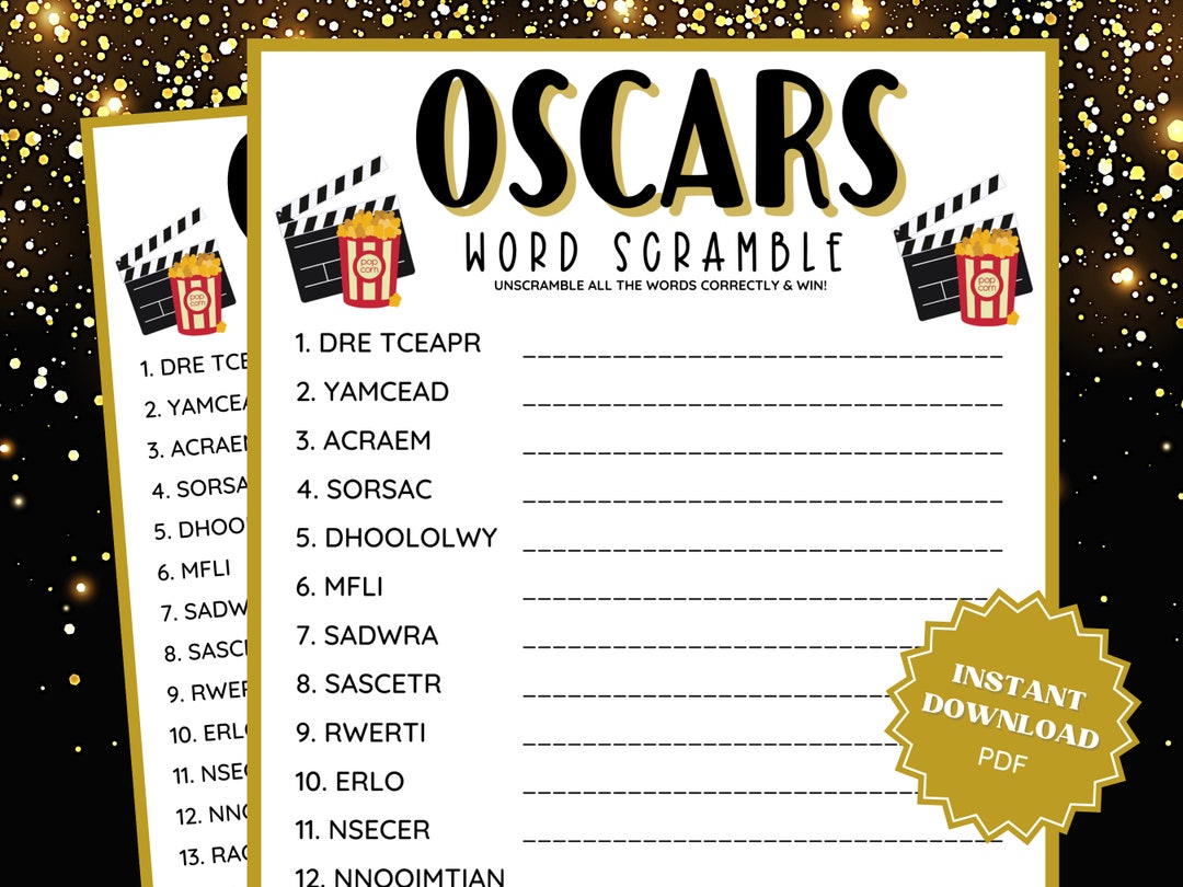 Oscar Party Game Word Scramble Oscar Party 2023 Oscars - Etsy