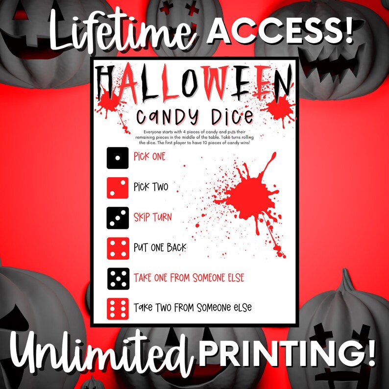 Candy Dice Halloween Game: Fun Printable Party Game (digital Download ...