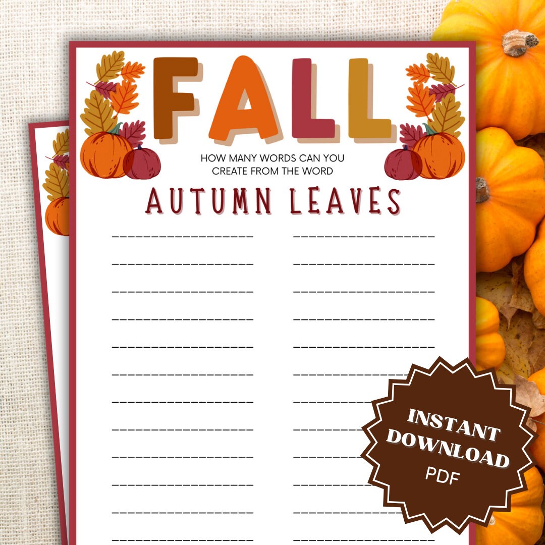 Fall Word Game Printable, Fall Games Printable, Fall Games for Kids ...