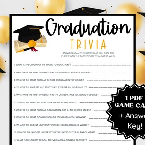 Graduation Trivia Printable Graduation Party Game, Graduation Games ...
