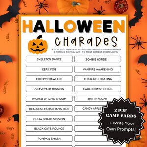 Charades Halloween Game Printable, Charades for Kids, Charades for ...