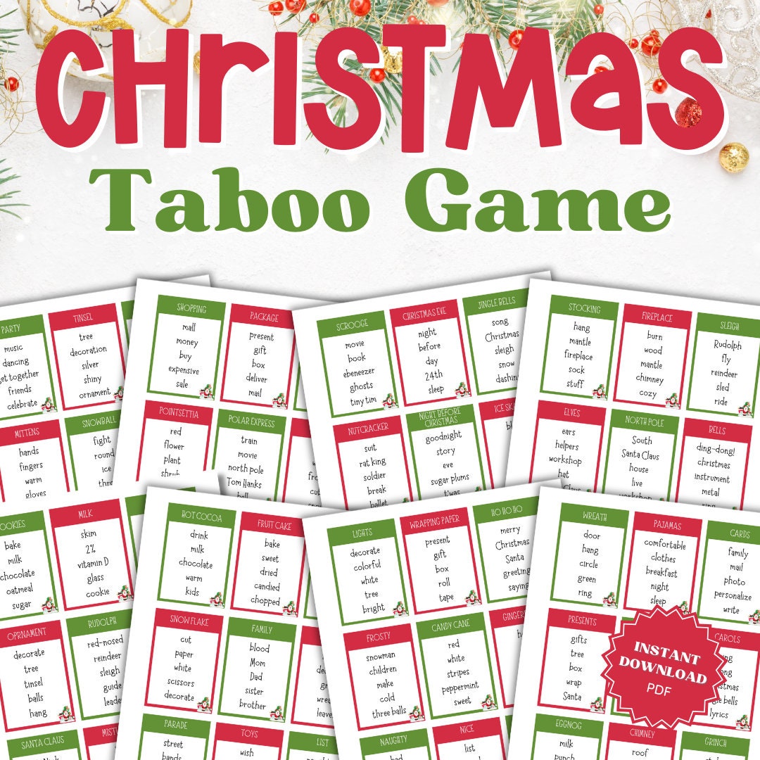 Christmas Taboo Cards, Christmas Taboo Game, Christmas Taboo Cards ...
