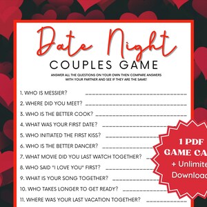 Date Night Couples Game: Fun Questions (digital Download) - Etsy