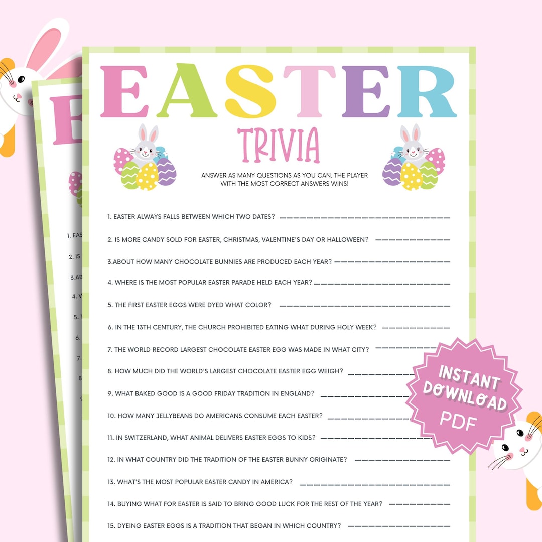 Easter Trivia Printable Game, Fun Family Activities, Printable Easter ...