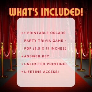 Oscars Party Trivia Game, Academy Awards, Academy Award Party, Oscar ...