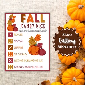 Fall Candy Dice Game: Fun Kids Party Game (digital Download) - Etsy