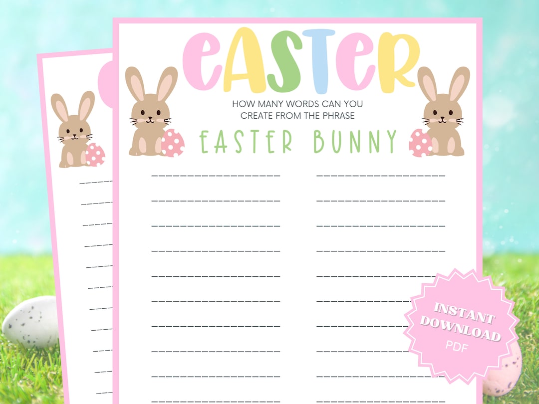 Easter Bunny Word Game, Easter Games for Kids, Printable Easter Games ...