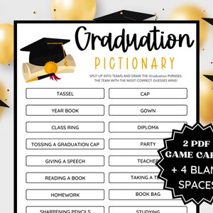 Pictionary Printable Graduation Game, Pictionary Game, Group Party ...