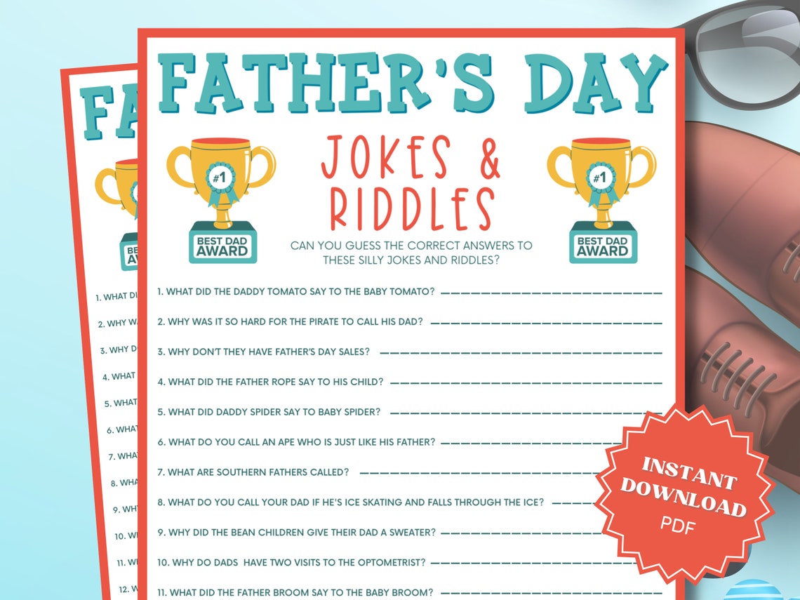 Jokes and Riddles Trivia Printable Fathers Day Game Group - Etsy