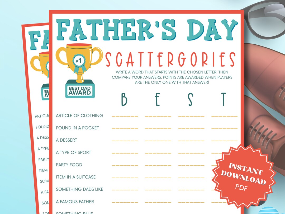Scattergories Printable Father's Day Game, Word Games, Father's Day ...