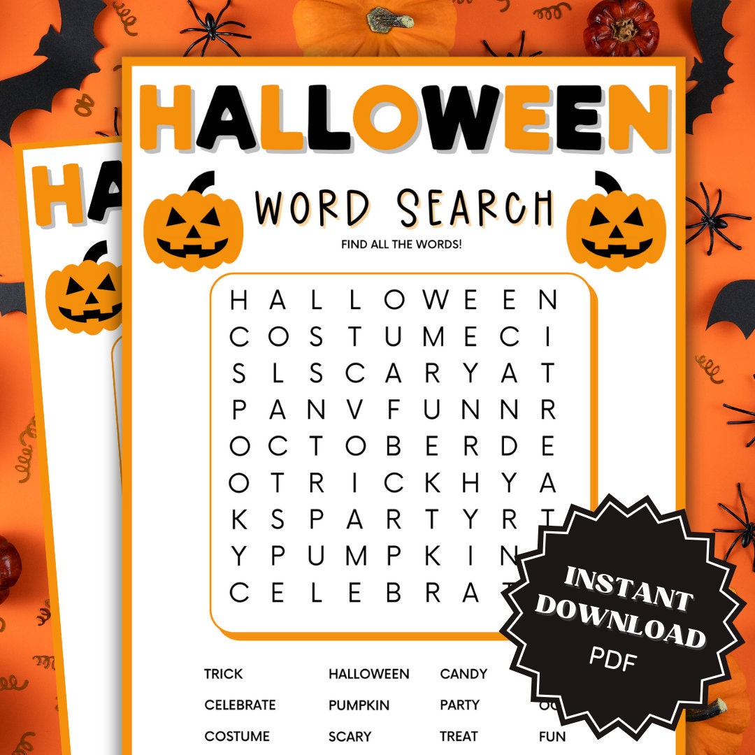 Halloween Word Search Game: Printable Kids Activity (PDF) - Etsy