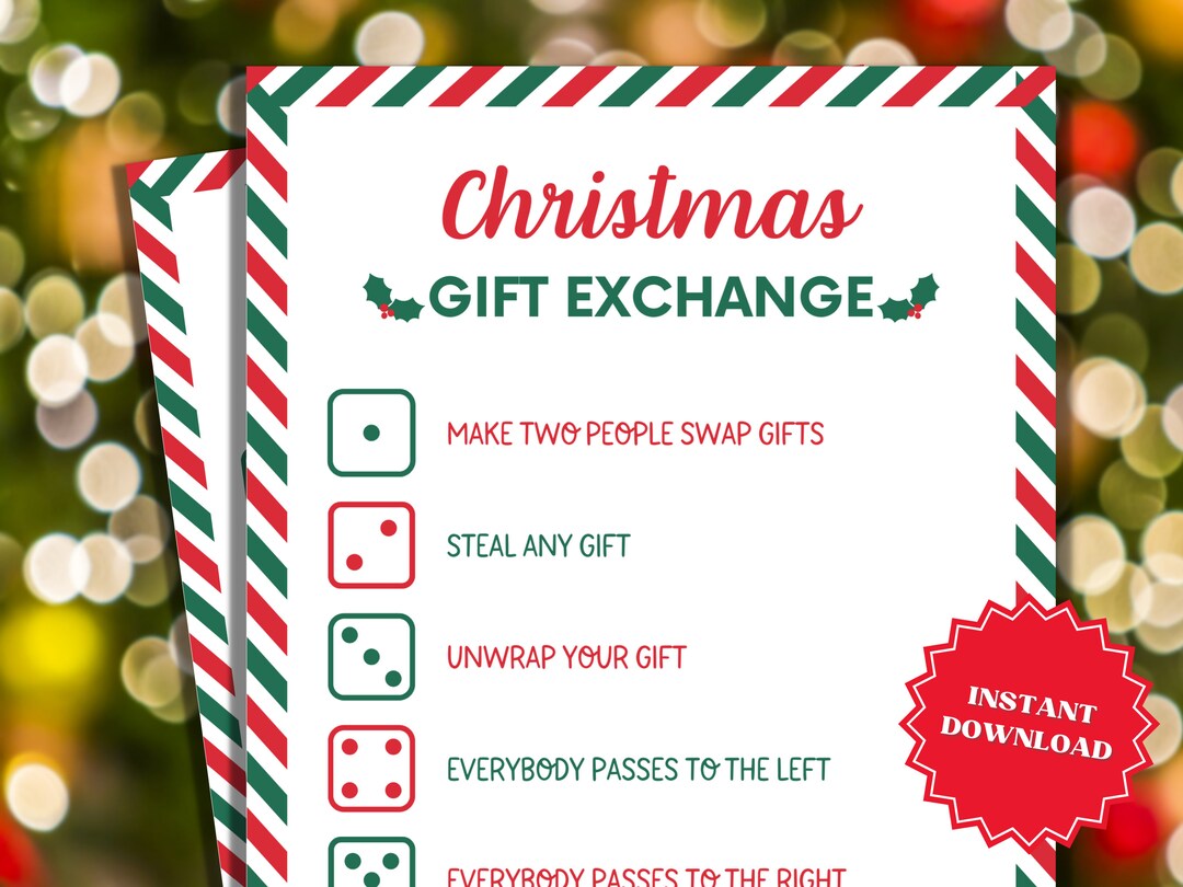 Roll the Dice Christmas Gift Exchange Game, Secret Santa Game, White ...
