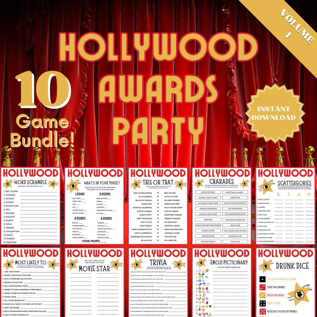 Oscars Party 10 Game Bundle Vol 1, Oscar Party Games, Oscars Party ...