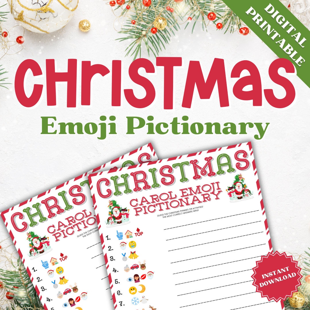 Christmas Emoji Carol Pictionary Game: Holiday Printable (digital ...