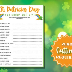St Patricks Day Game, Who Knows Who Well, Adult Party (digital Download ...