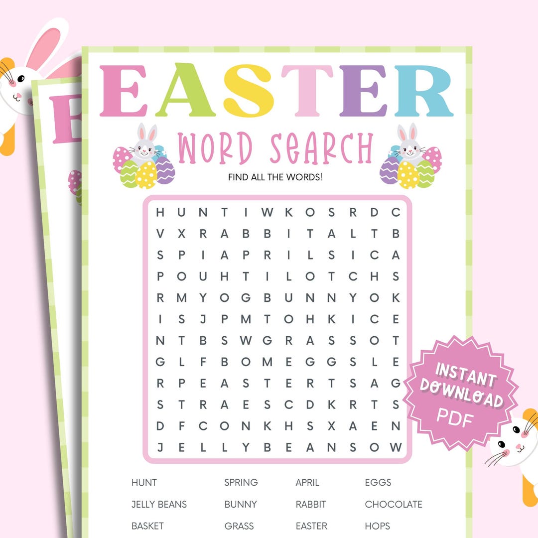 Word Search Printable Easter Game, Entertaining Kids Activity, Family ...