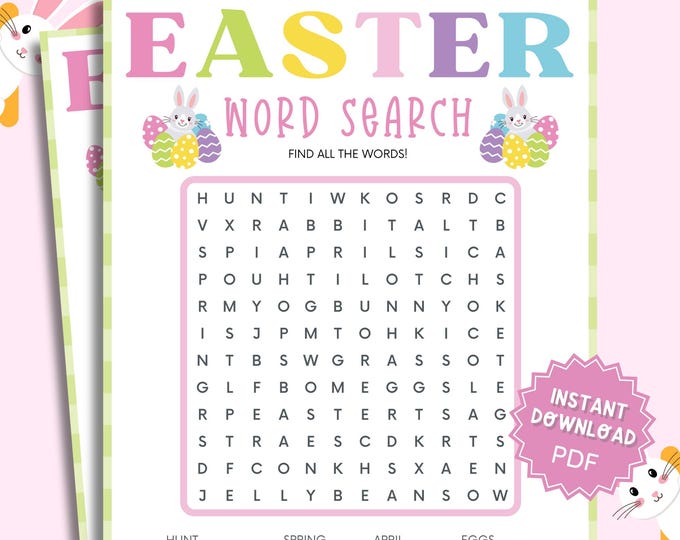 Printable Easter Word Search for Kids, Easter Puzzle Bundle, Easter ...
