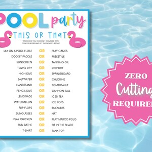 This or That Pool Party Game: Printable Activity (digital Download) - Etsy