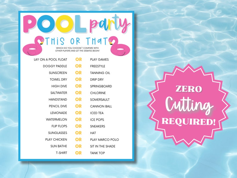 This or That Pool Party Game: Printable Activity (digital Download) - Etsy