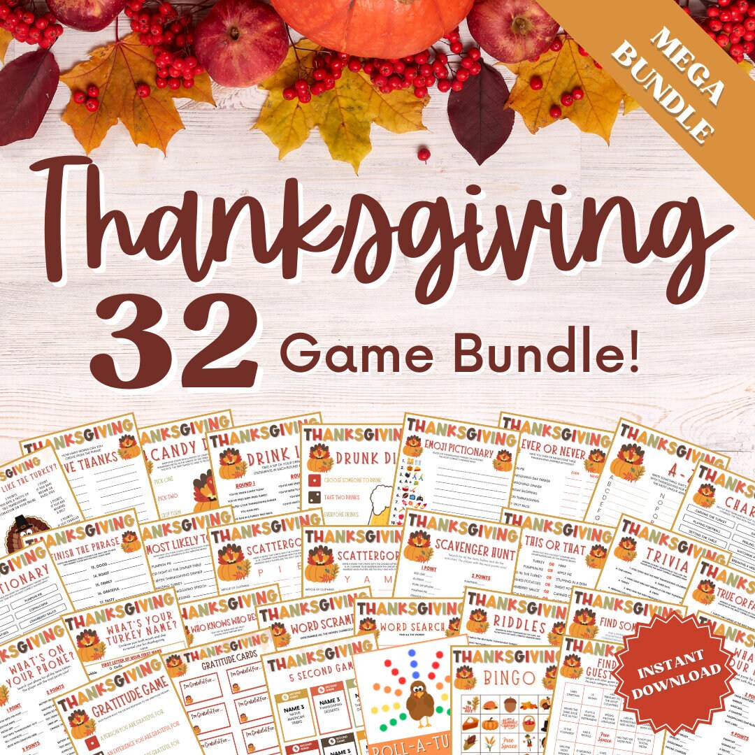 32 Thanksgiving Games Bundle, Thanksgiving Games for Kids, Thanksgiving ...