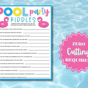 Riddles Pool Party Games for Kids, Trivia Games, Pool Party Game, Pool ...