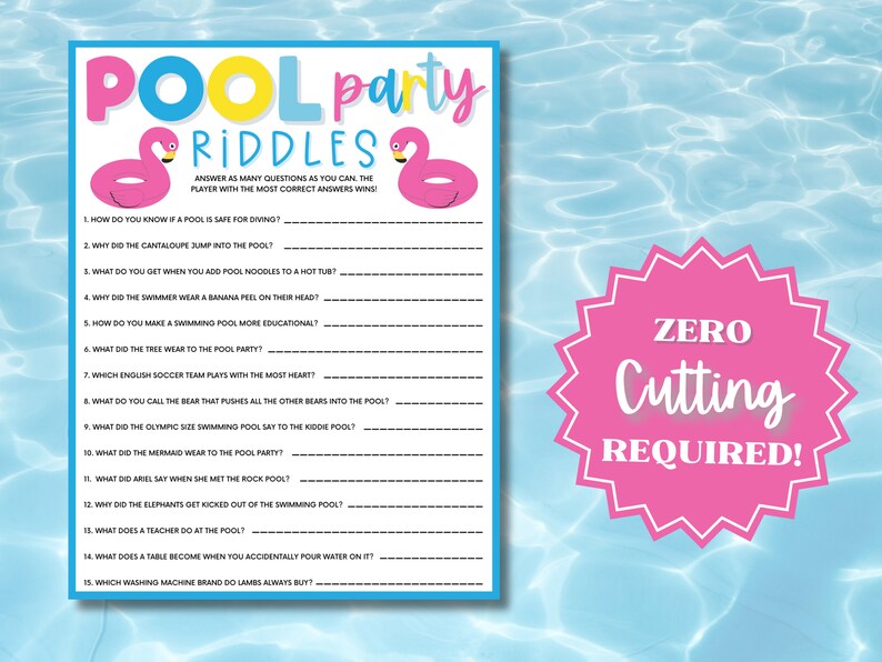 Riddles Pool Party Games for Kids Trivia Games Pool Party - Etsy