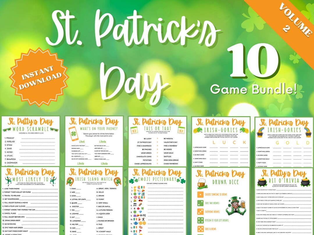 St Patricks Day 10 Game Bundle, St Patricks Games, St Patricks Day Game ...