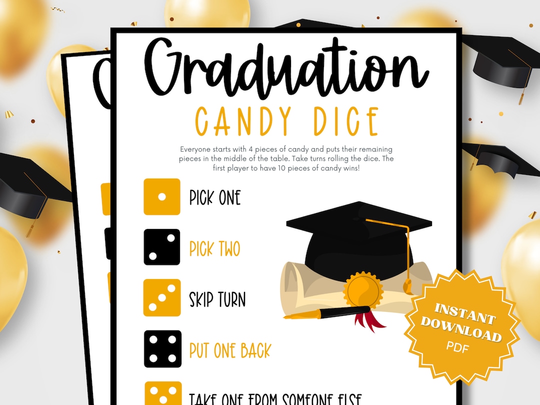 Candy Dice Graduation Party Game, Graduation Games, Grad Party Games ...