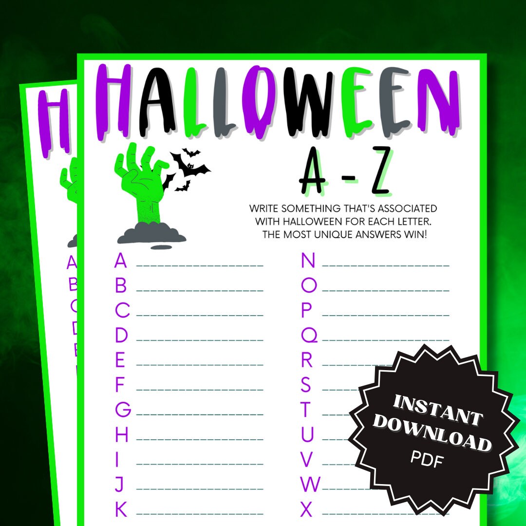 A-Z Halloween Word Game Printable, Halloween Games for Senior ...