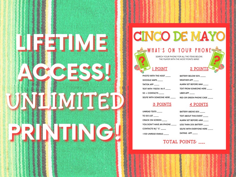 Cinco De Mayo 'what's on Your Phone' Game (digital Download) - Etsy