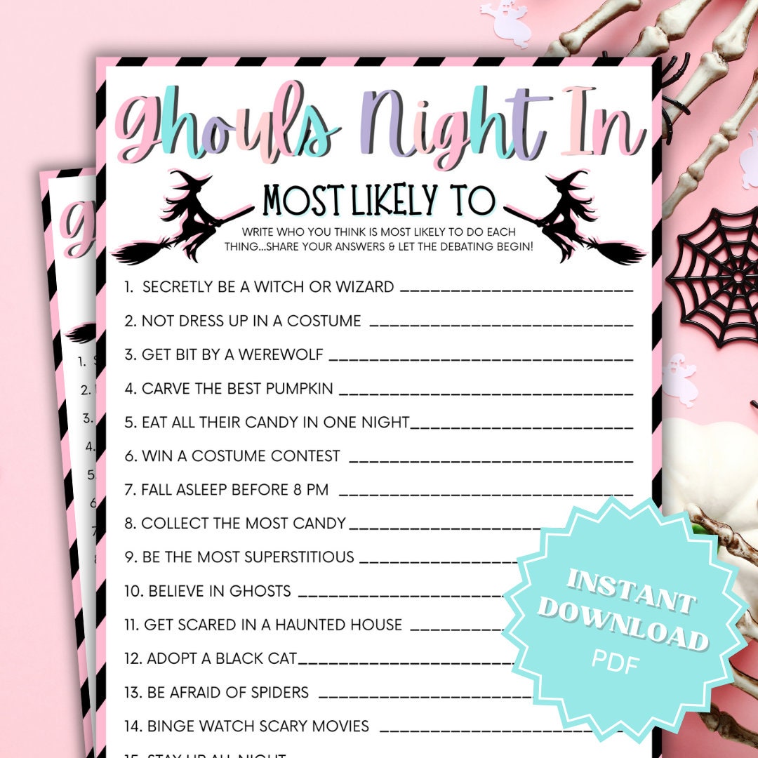 Ghouls Night in Most Likely to Printable Halloween Game, Ghouls Night ...