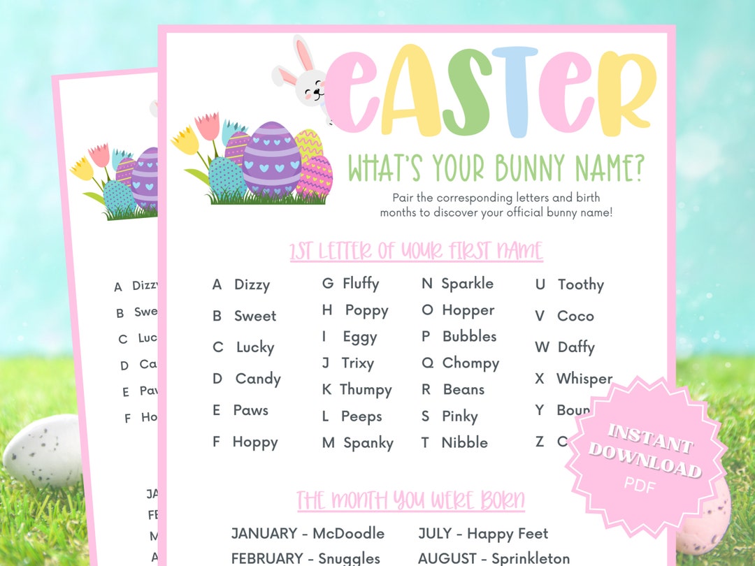 What's Your Bunny Name Printable Easter Game, Printable Easter Games ...