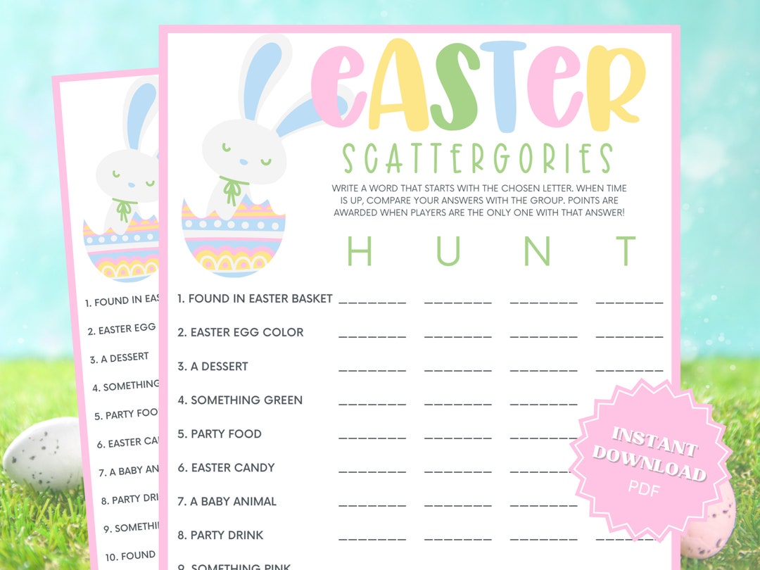 Scattergories Printable Easter Game, Easter Games for Kids, Printable ...