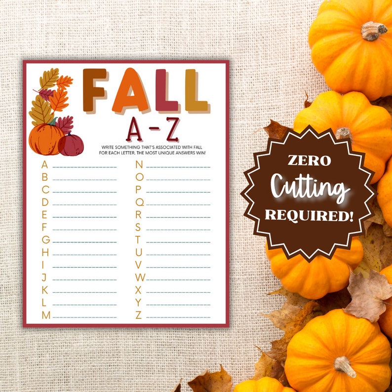 A-Z Fall Word Game Printable: Kids Activity (digital Download) - Etsy