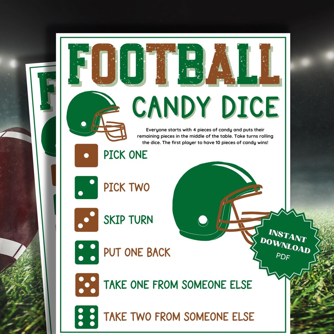 Candy Dice Super Bowl Party Kids Game, Family Party Game, Candy Dice ...